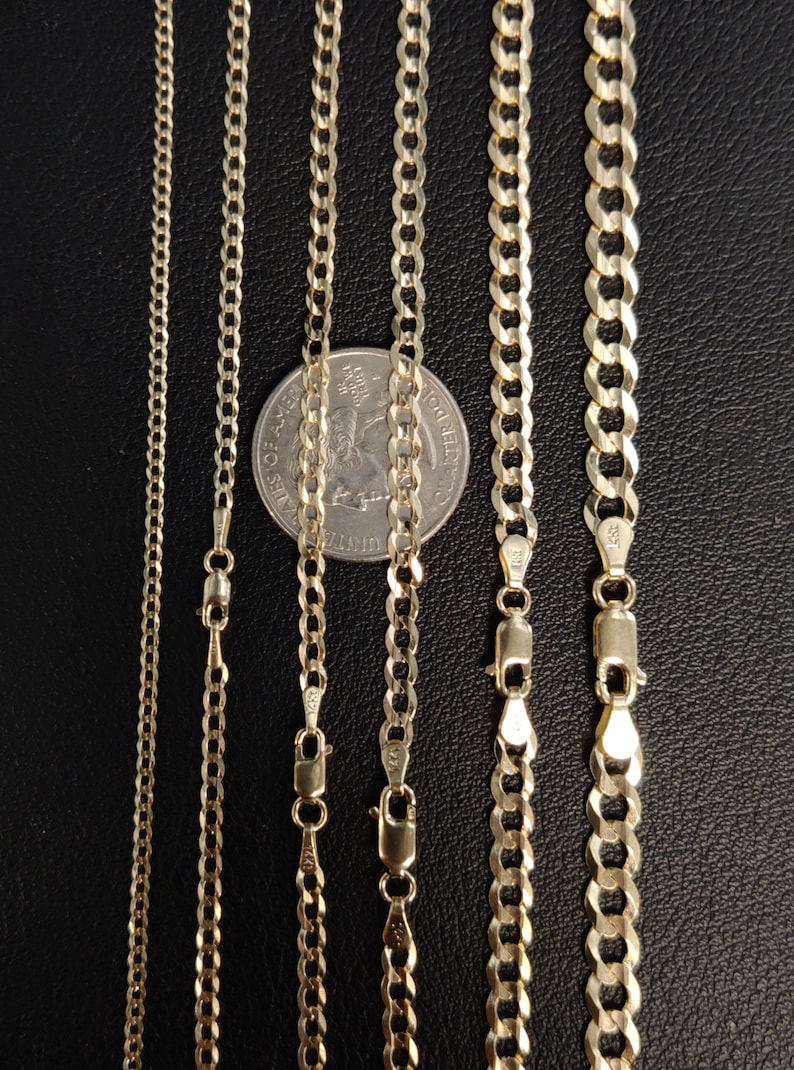 14K Real SOLID Gold Cuban Curb Link Chain 2mm-5.8mm SOLID - Etsy