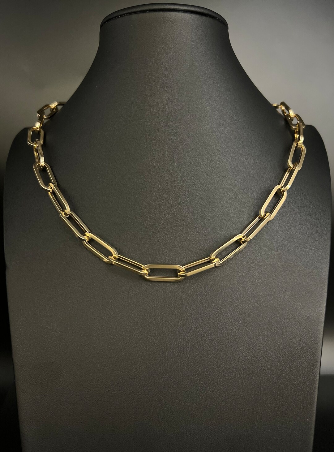 14k Real Yellow Gold Heavy Paperclip Chain Necklace 9mm Women,man ,real ...