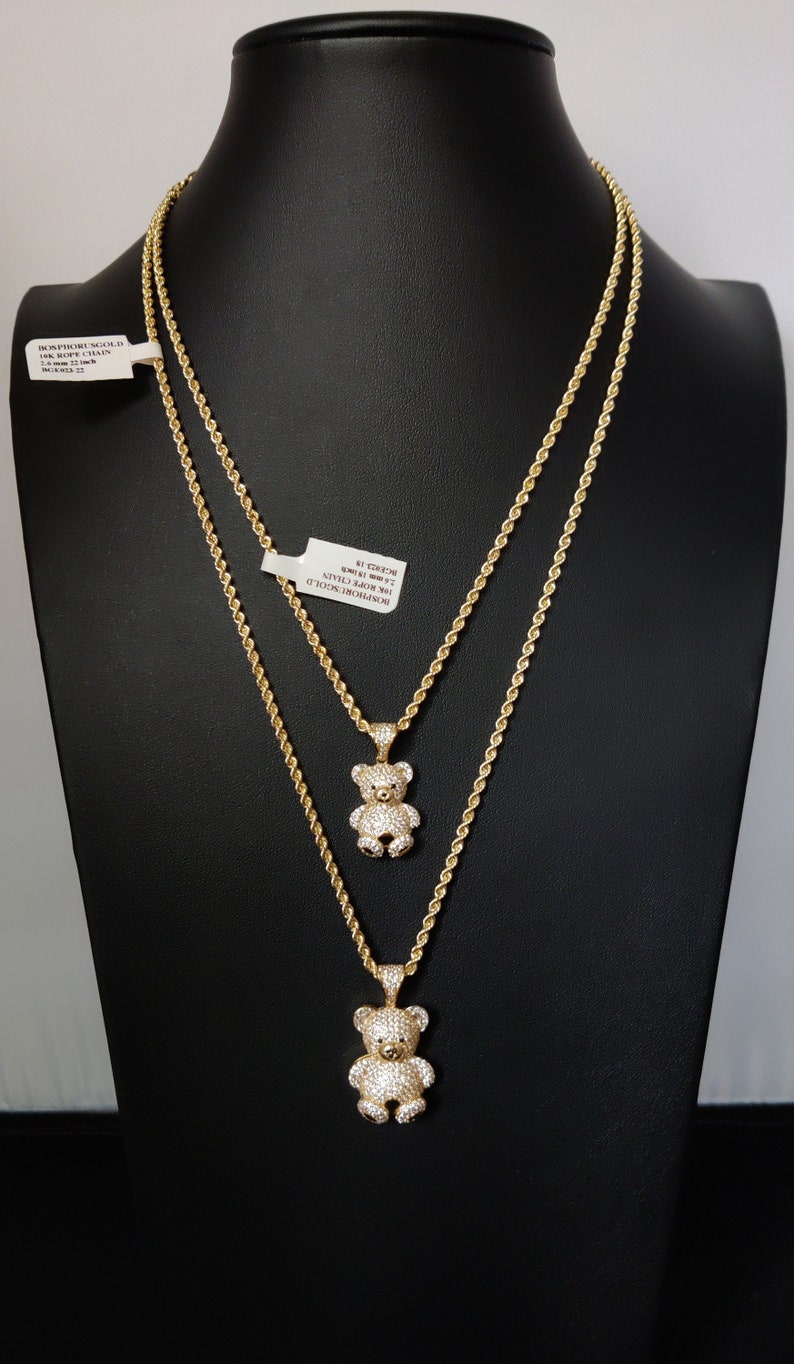 14k Real Gold Pendants Necklace14k Real Gold Teddy Bear and - Etsy