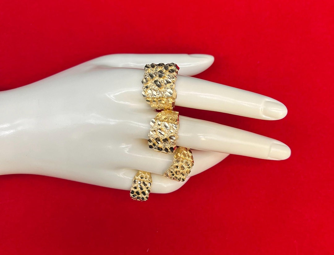 10k Real Solid Gold Square Nugget Ring, 11mm 13mm 16mm 18mm, 10k Gold ...