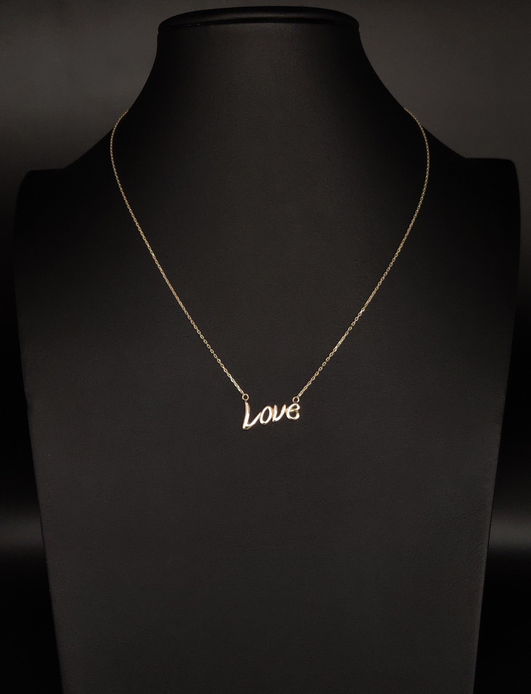 Love Necklace, 14K Real Gold Love Necklace , 14K Solid Gold Love ...