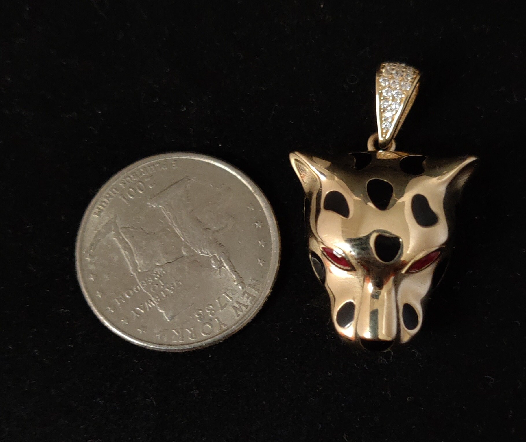 14k Real Gold Panther Pendant Necklace With 3mm Miami Cuban - Etsy