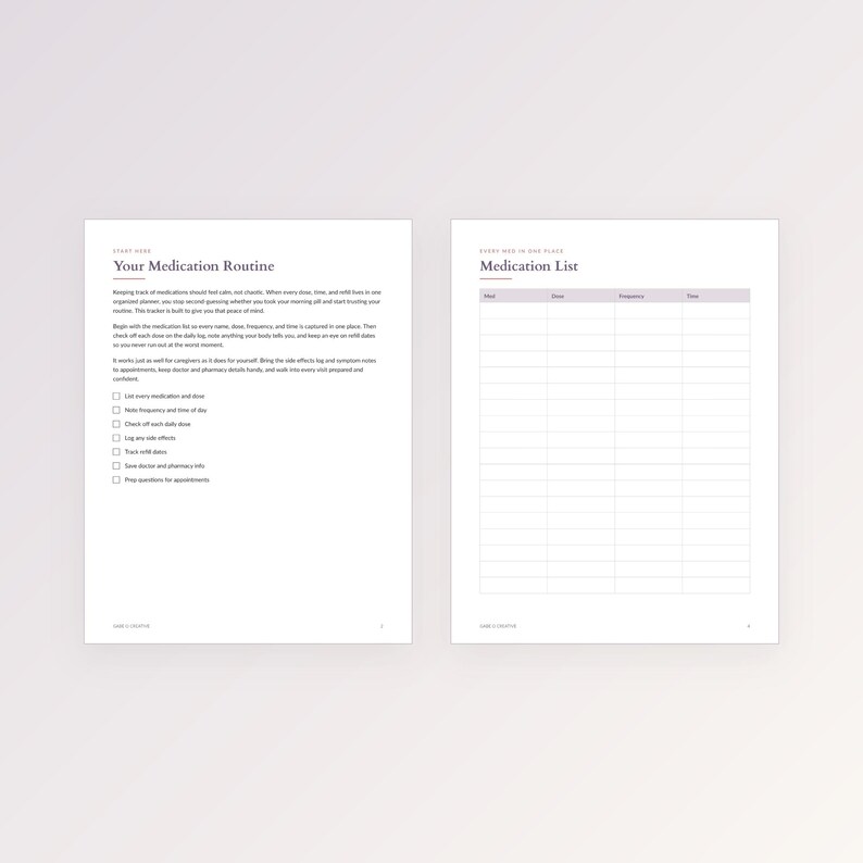 Medication Tracker Printable, Daily Log, Pill Schedule, Refill Reminder ...