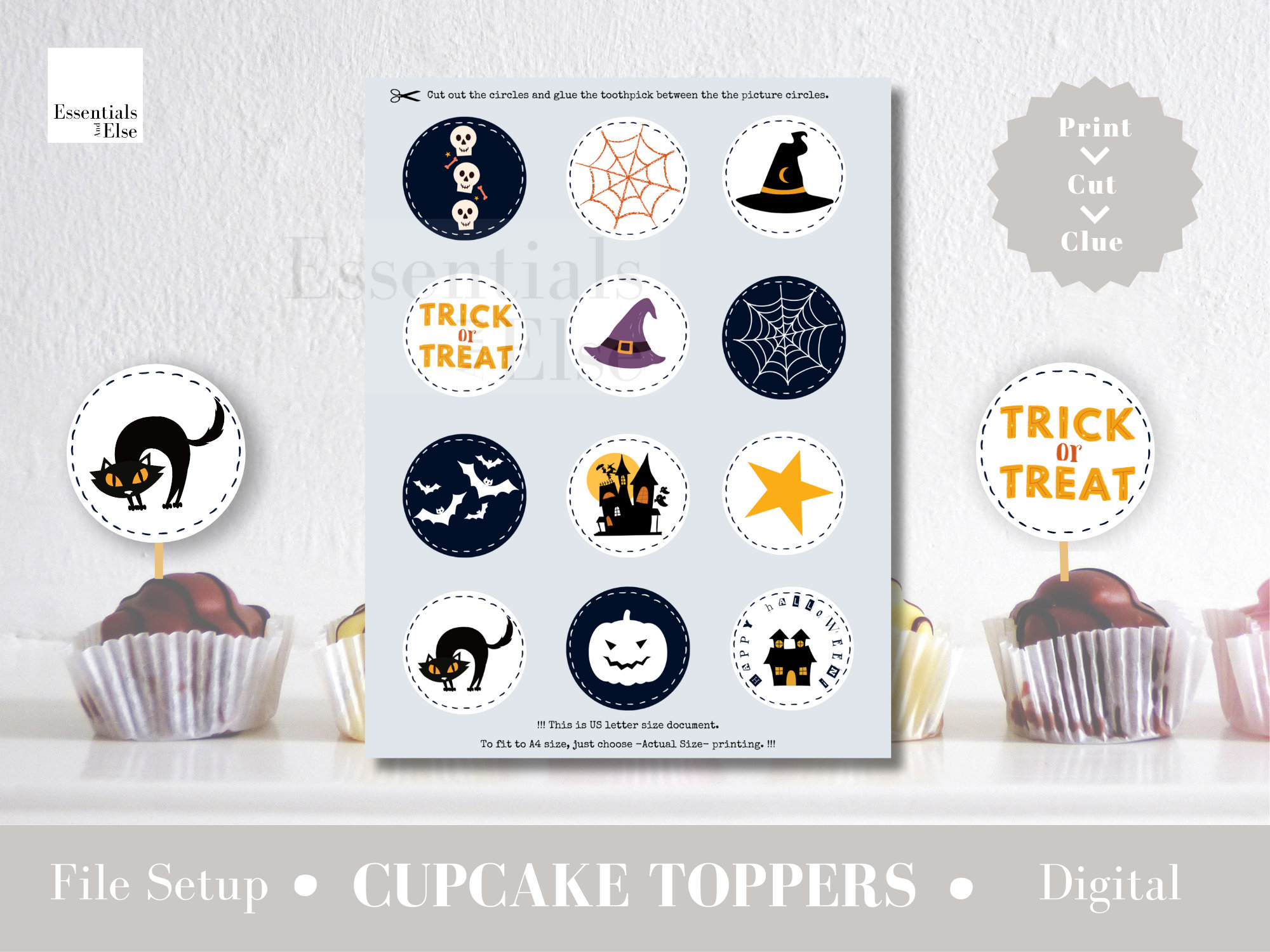 Halloween Cupcake Toppers Printable | Happy Halloween Cupcake Picks ...