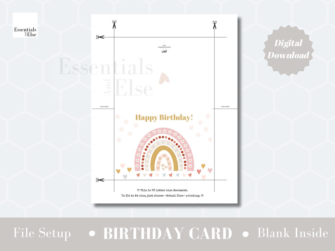 Boho Rainbow Birthday Card | Rainbow Birthday Party | Modern Rainbow ...