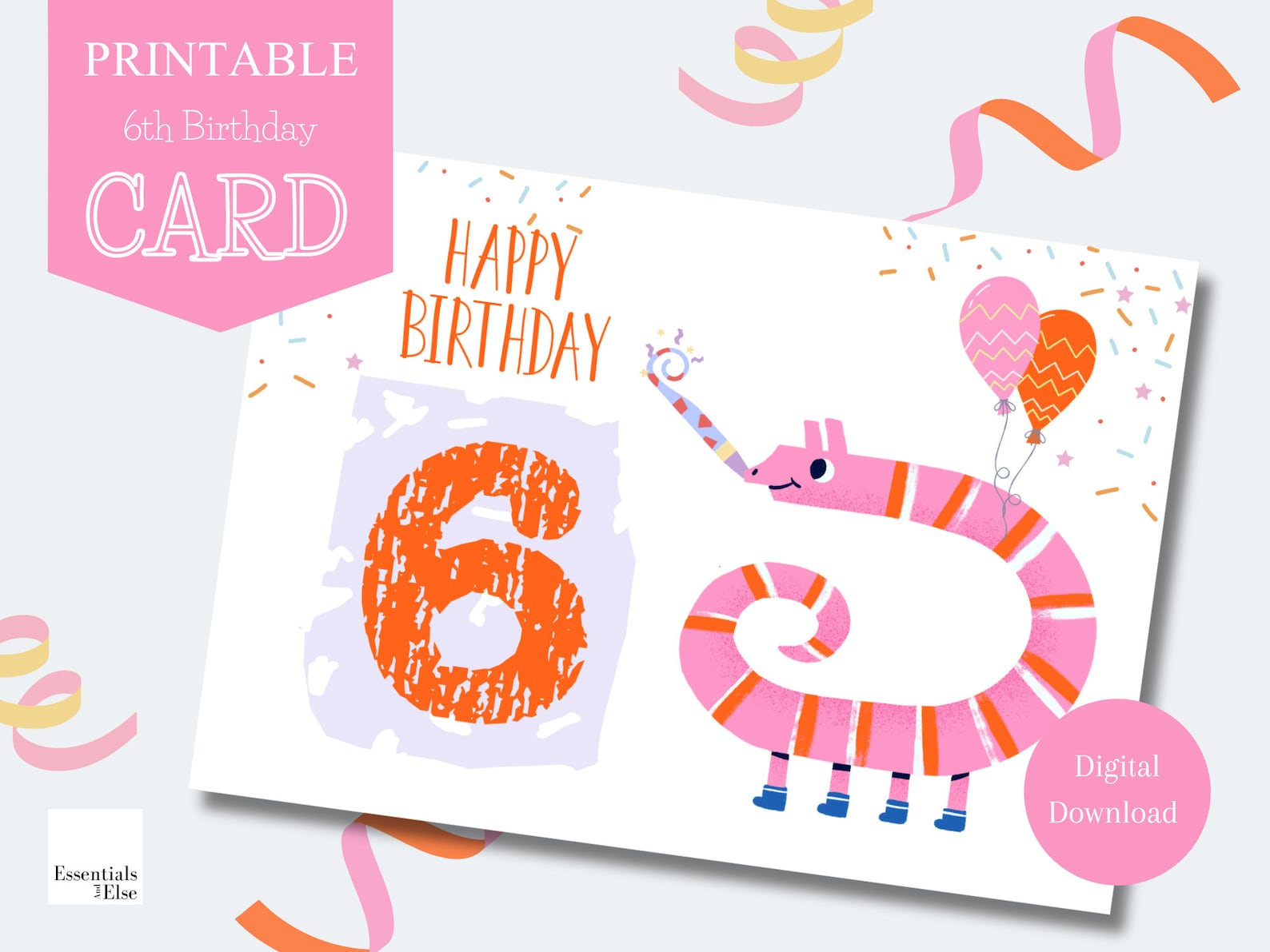 Happy 6th Birthday Card Printable Lizard Birthday Card Printable ...