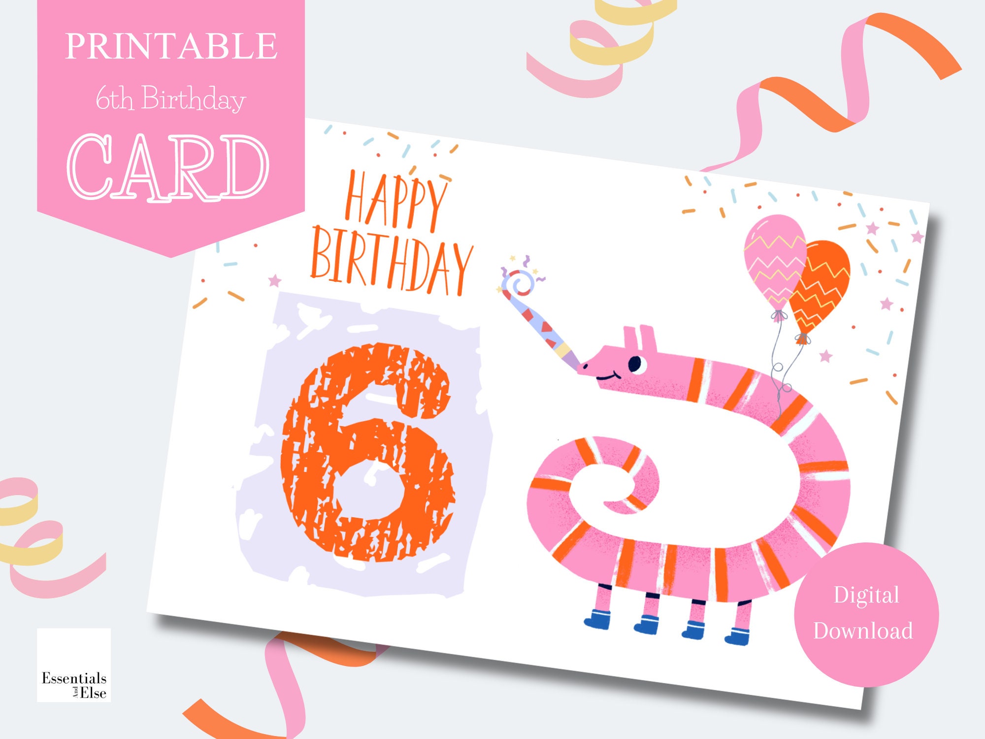 Happy 6th Birthday Card Printable Lizard Birthday Card Printable ...