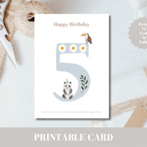 Happy 5th Birthday Card | Printable Panda Birthday Card | Printable ...