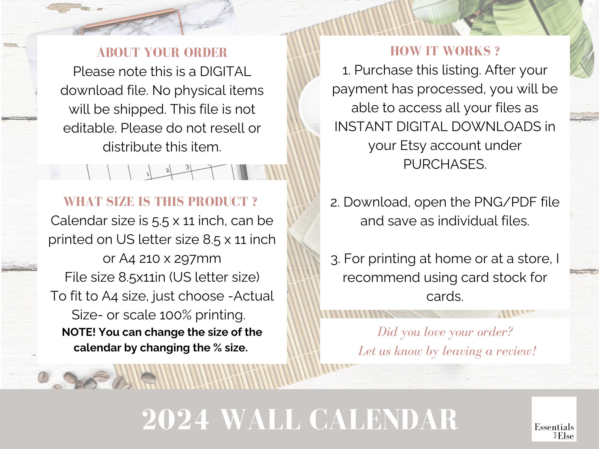 2024 Calendar Instant Download Printable Calendar Fruit Veggie Art ...