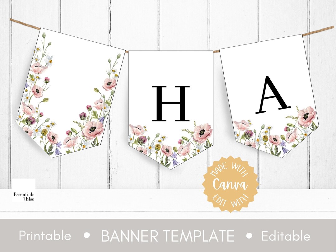 Wildflower Editable Banner Template | Wildflower Birthday | Custom ...