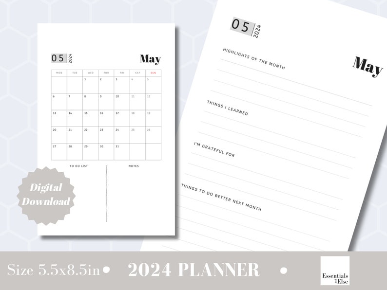 Planner 2024 Minimalistic Calendar 2024 Instant Download Printable ...
