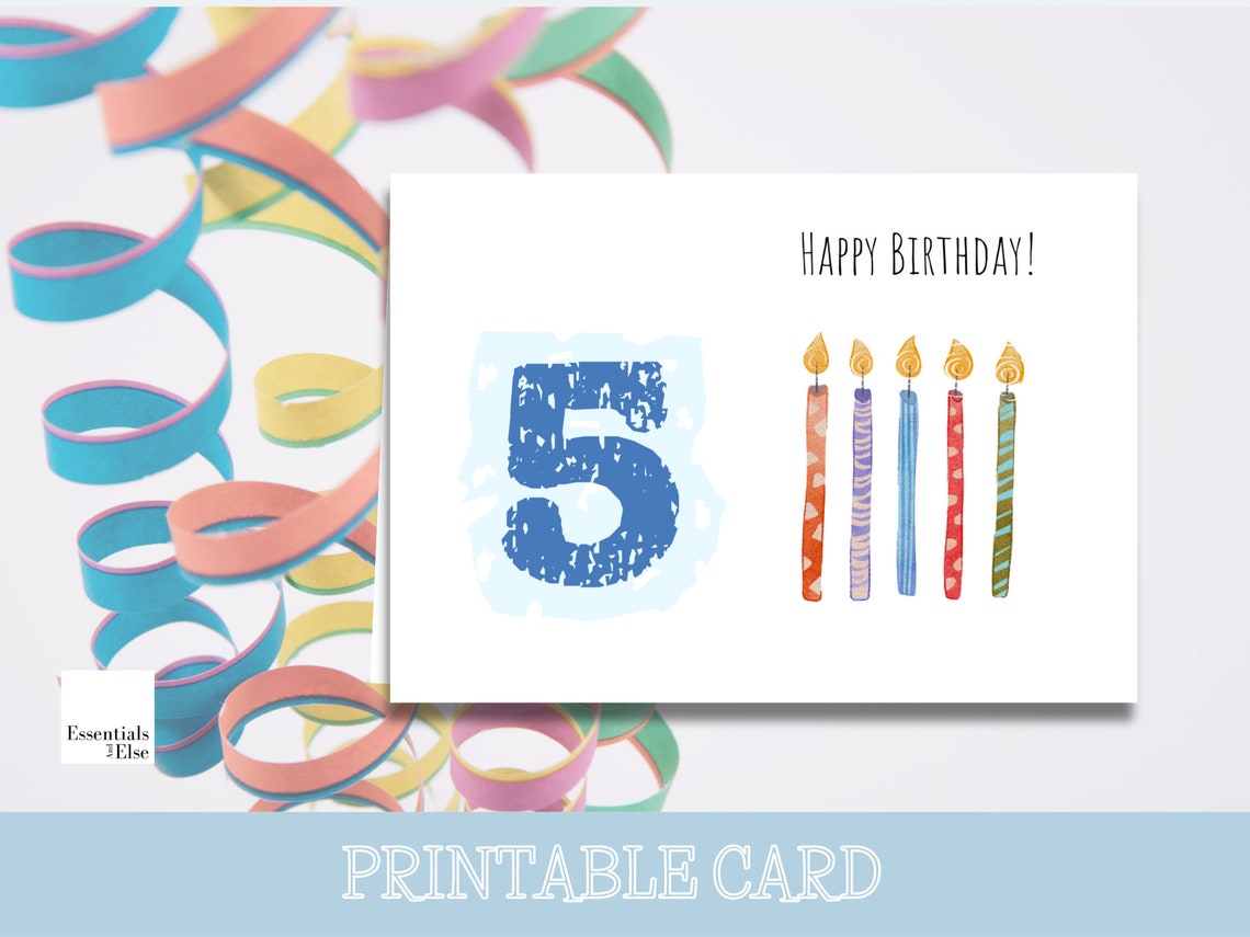 Happy 5th Birthday Card Printable Birthday Card Printable Card for ...