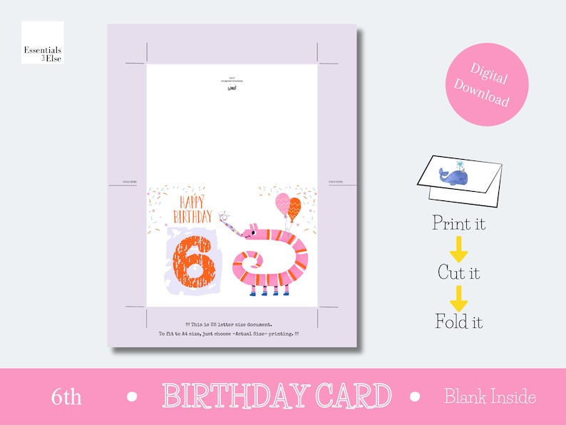 Happy 6th Birthday Card Printable Lizard Birthday Card - Etsy