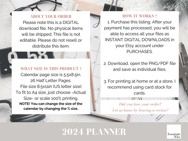 Planner 2024 Minimalistic Calendar 2024 Instant Download Printable ...