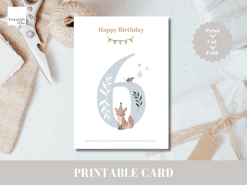 Printable 6th Birthday Card | Happy Birthday Card | Birthday Card for ...