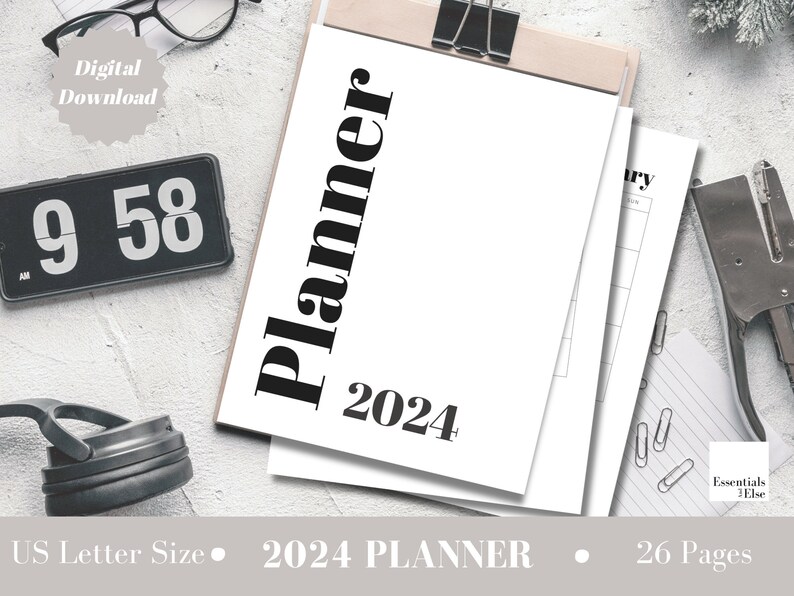 Planner 2024 Minimalistic Calendar 2024 Instant Download Printable ...