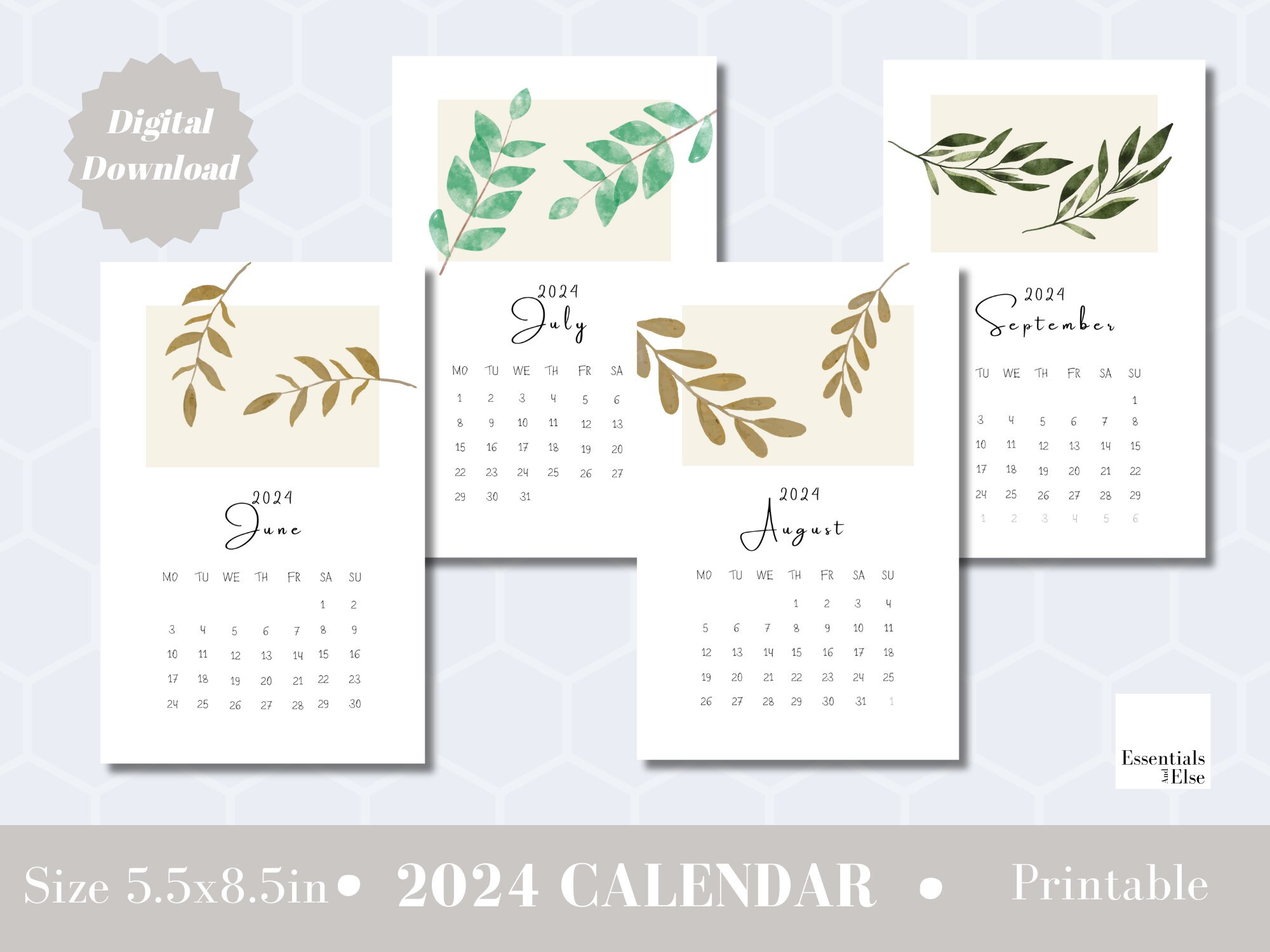 2024 Calendar Printable Calendar Instant Download Calendar Bundle 2024 ...