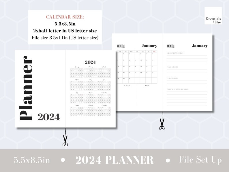 Planner 2024 Minimalistic Calendar 2024 Instant Download Printable ...