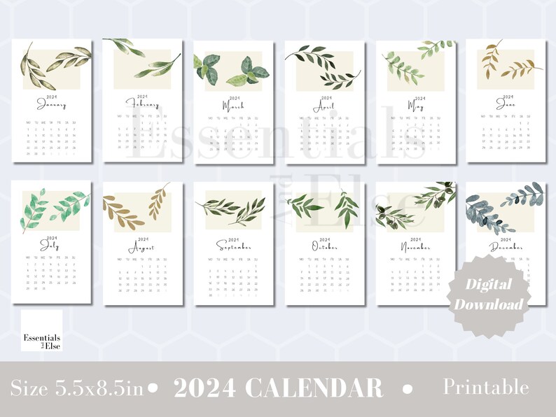 2024 Calendar Printable Calendar Instant Download Calendar Bundle 2024 ...