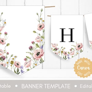 Wildflower Editable Banner Template | Wildflower Birthday | Custom ...