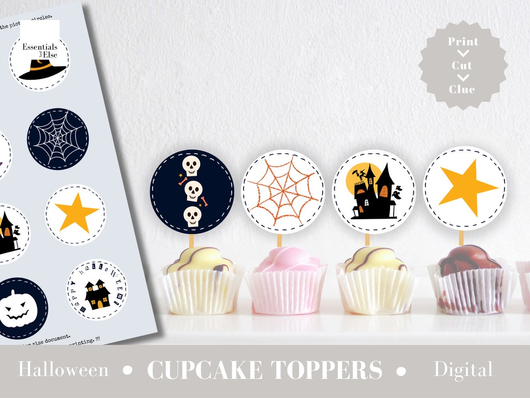 Halloween Cupcake Toppers Printable | Happy Halloween Cupcake Picks ...