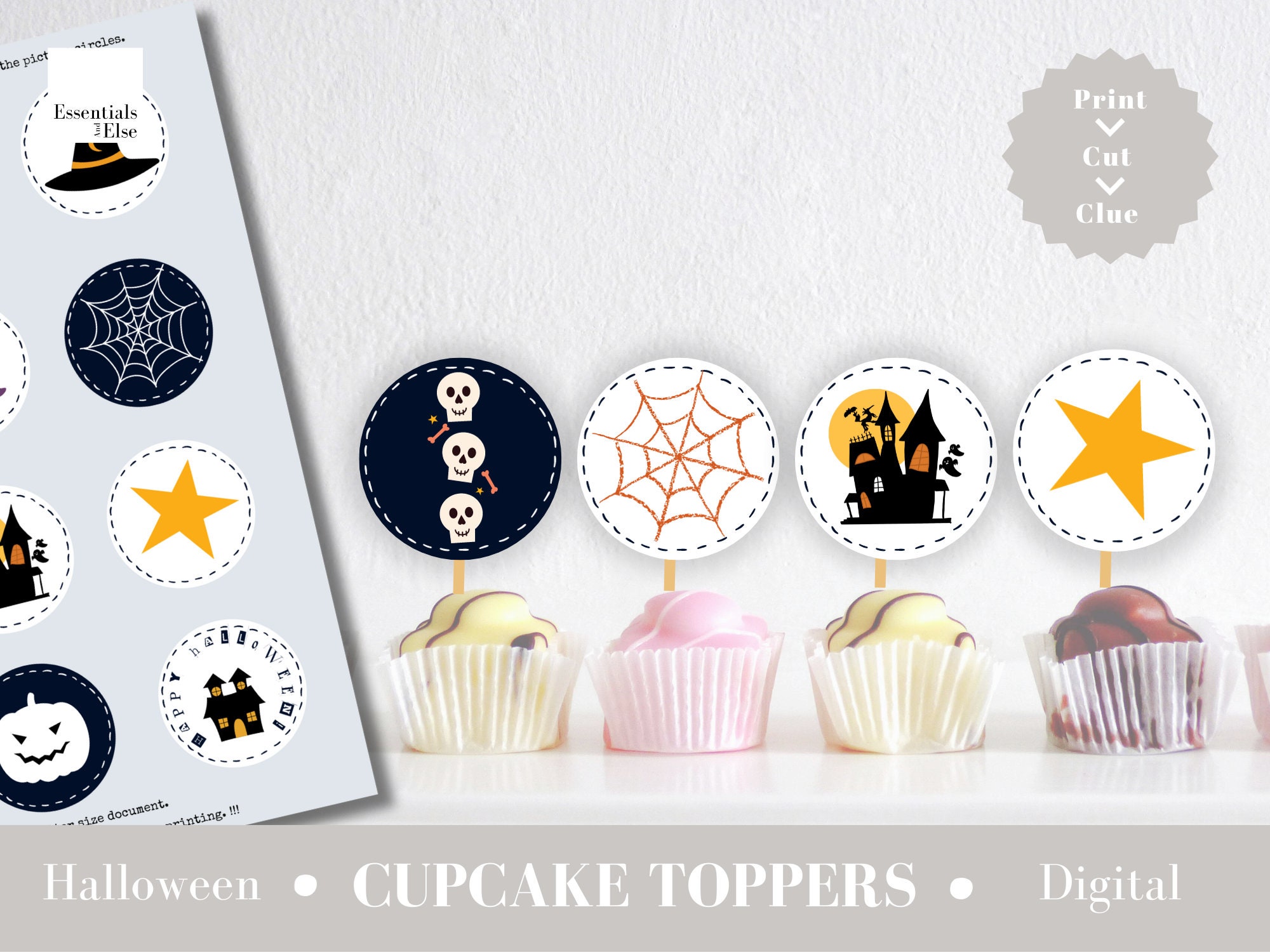 Halloween Cupcake Toppers Printable | Happy Halloween Cupcake Picks ...