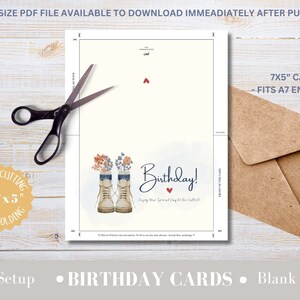 Printable Birthday Card 7x5in | Birthday Boots Card Instant Download ...