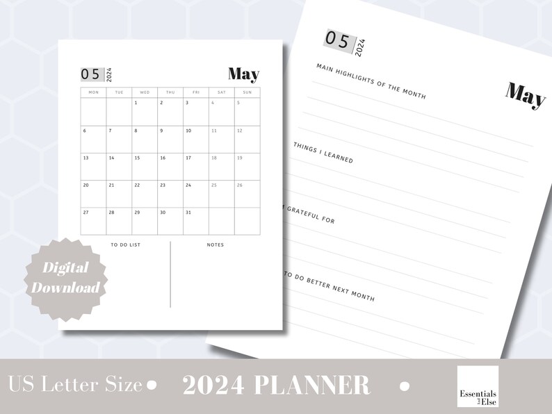 Planner 2024 Minimalistic Calendar 2024 Instant Download Printable ...