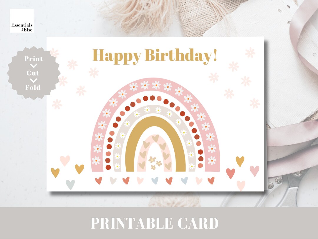 Boho Rainbow Birthday Card | Rainbow Birthday Party | Modern Rainbow ...