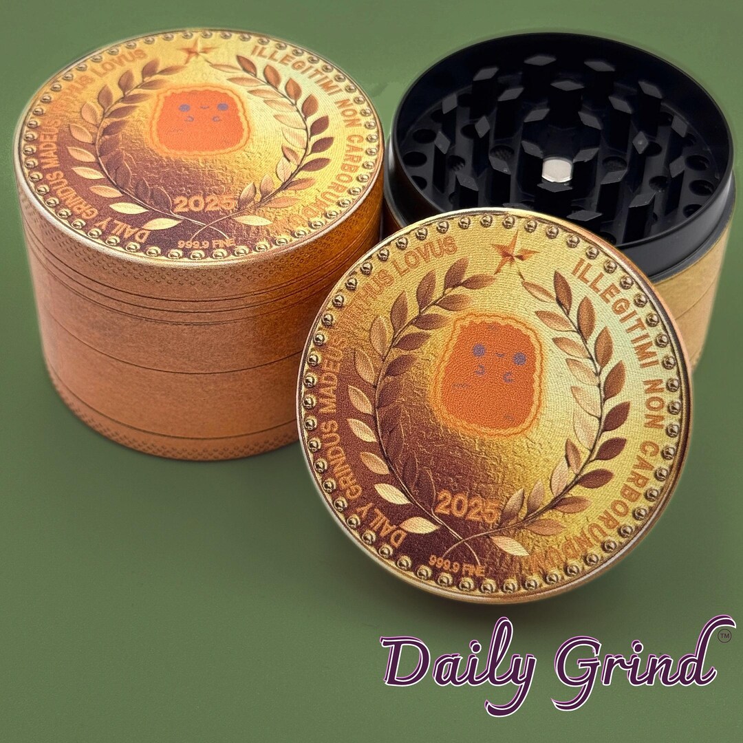 Gold Coin Bullion Parody - 50mm 4-piece Metal Custom Tobacco Grinder ...