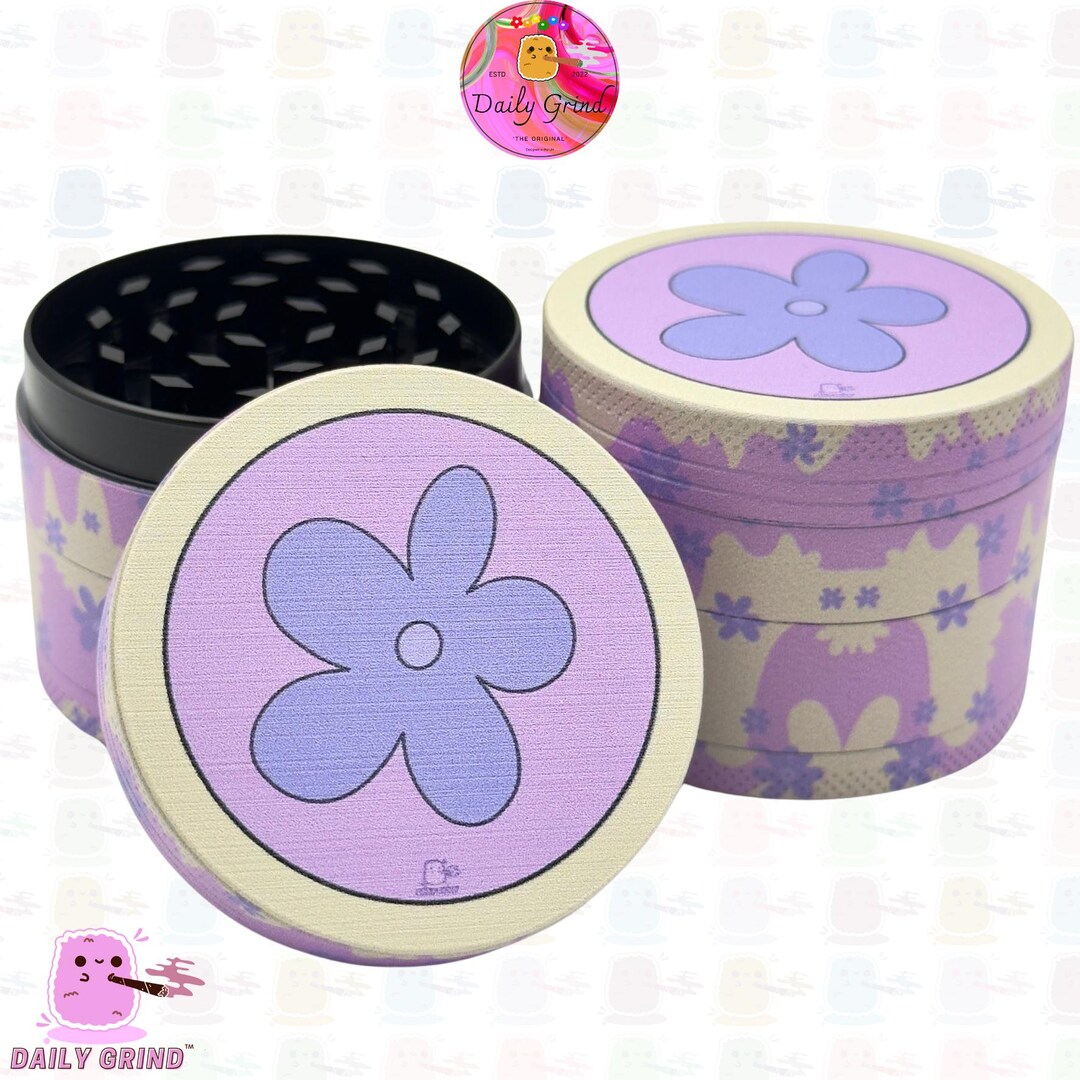 Purple 70s Flower Power 60s Cute Peace Nostalgia 50mm 4 Piece Premium ...