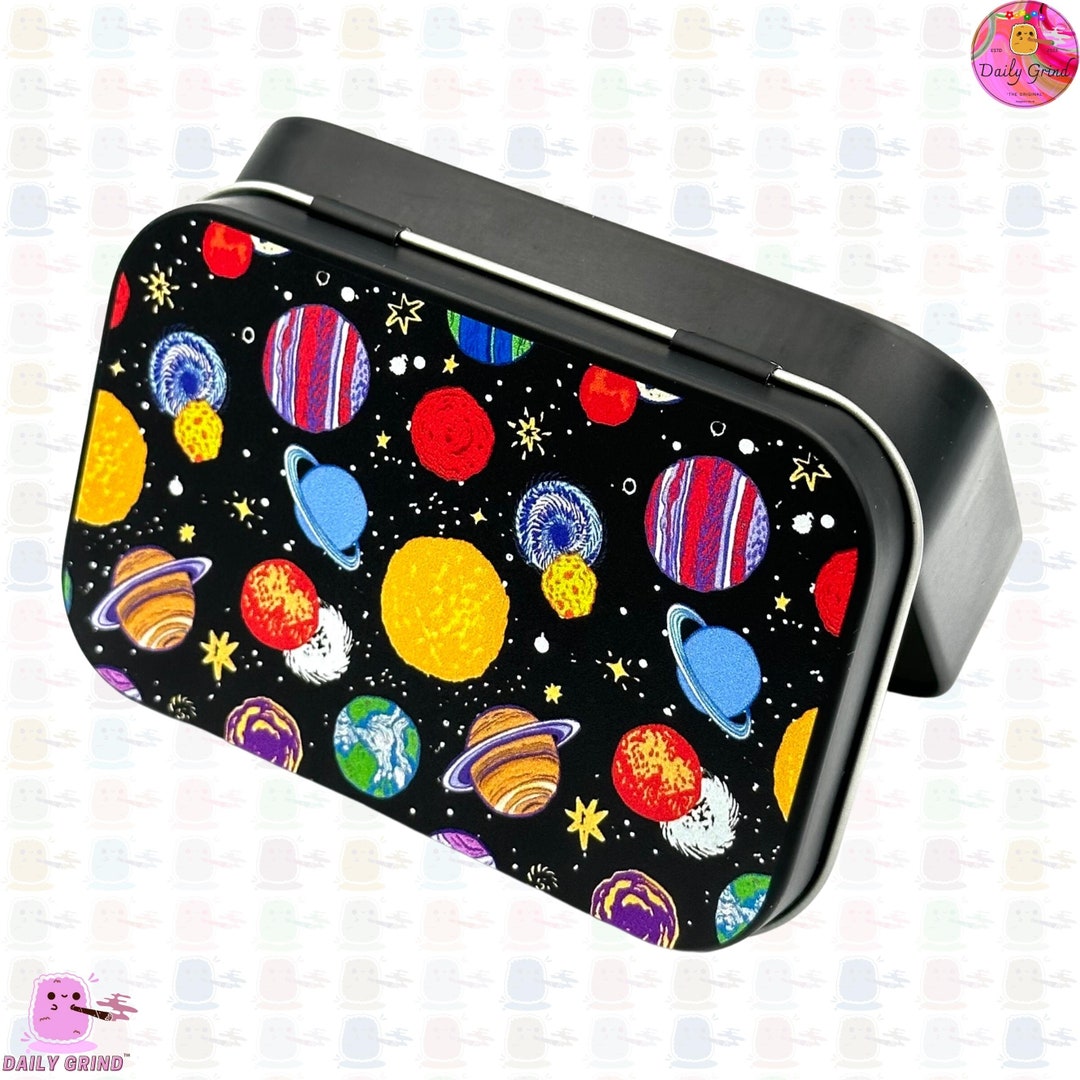 Galaxy Planets Small Metal Tin Box Storage : Colorful Cartoon Outer ...