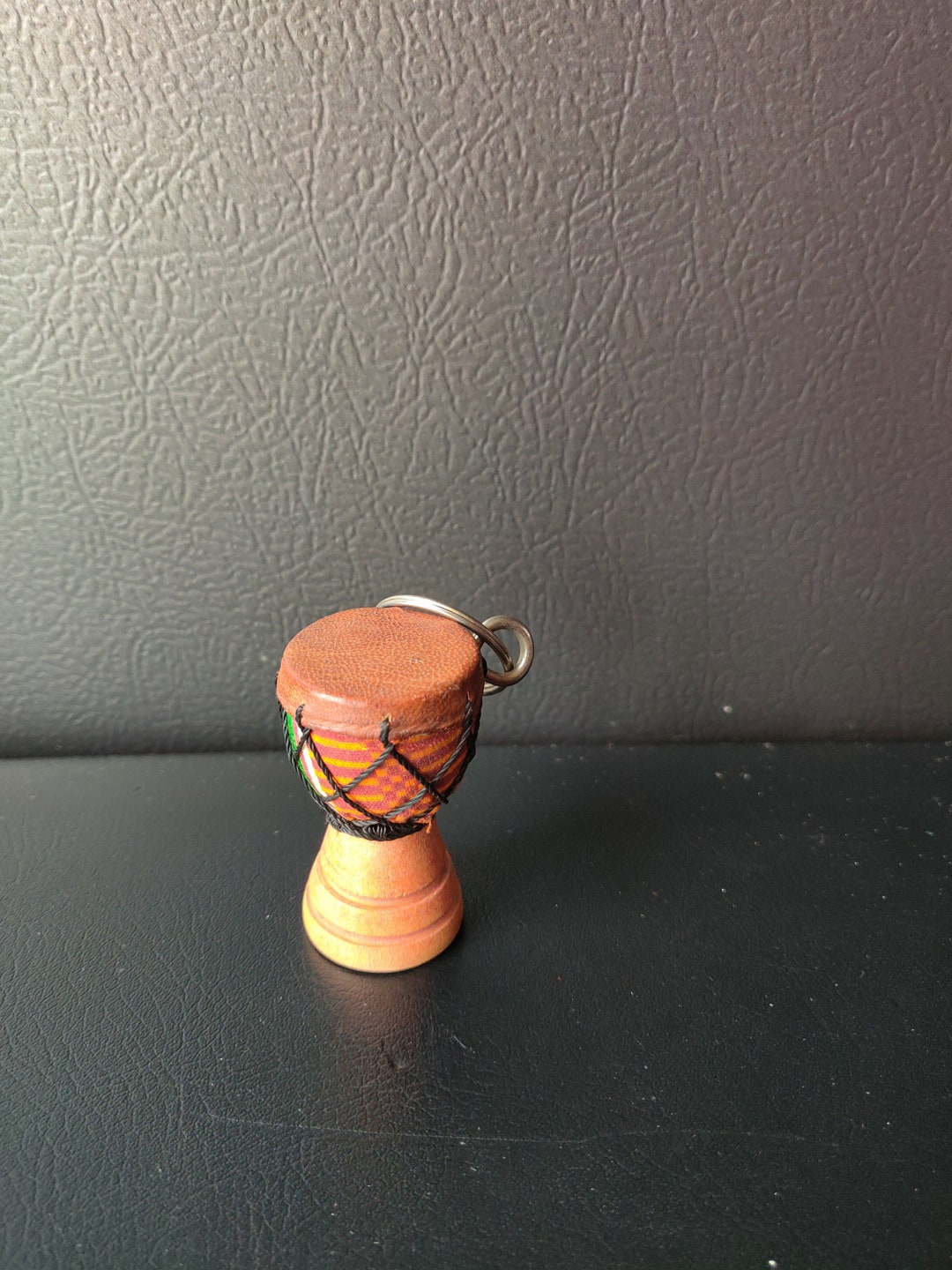 African Drum Leather and Wood Key Chain - Etsy
