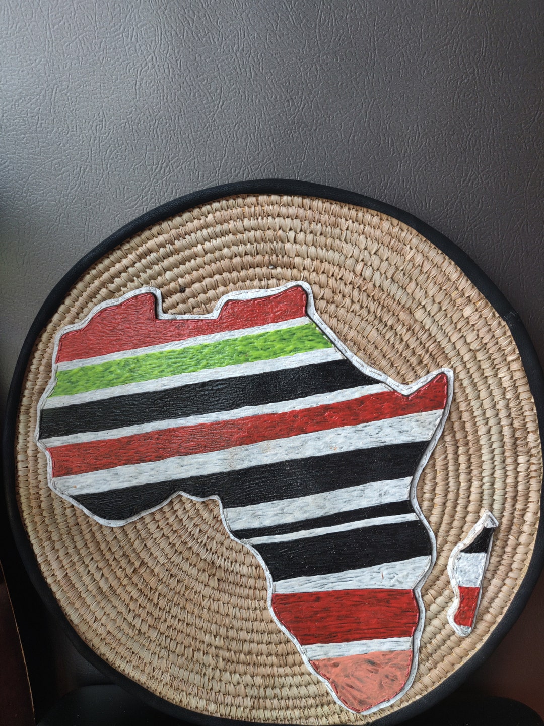 Africa (leather Work) on Raffia Wall Decor - Etsy