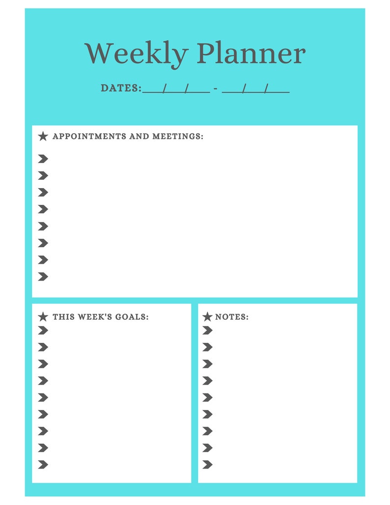 Printable Daily and Weekly Planner - Etsy