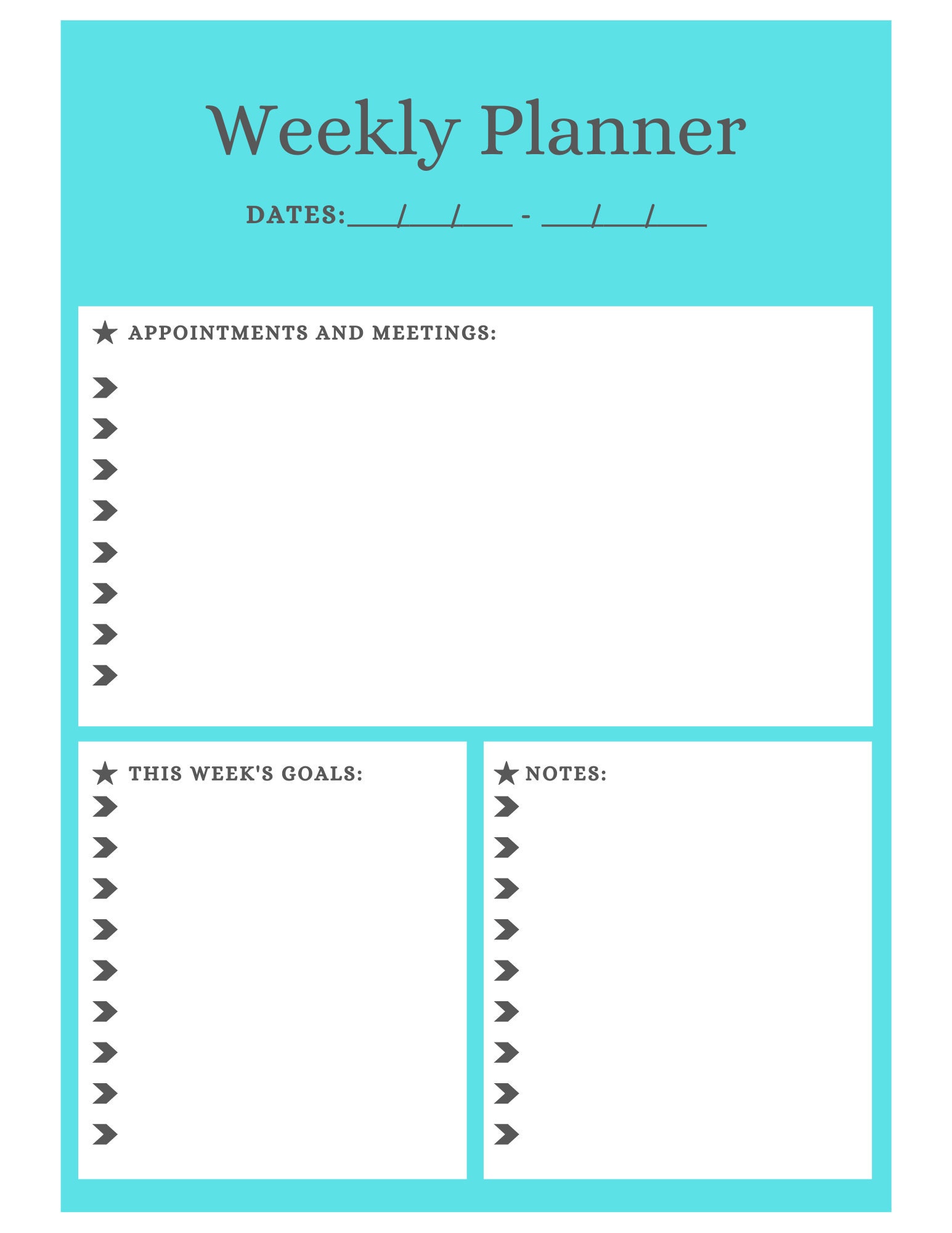 Printable Daily and Weekly Planner - Etsy
