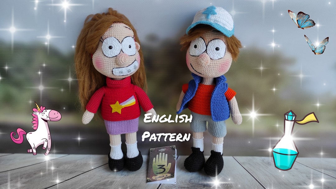 Gravity Falls Mabel and Dipper's English Crochet Pattern - Etsy