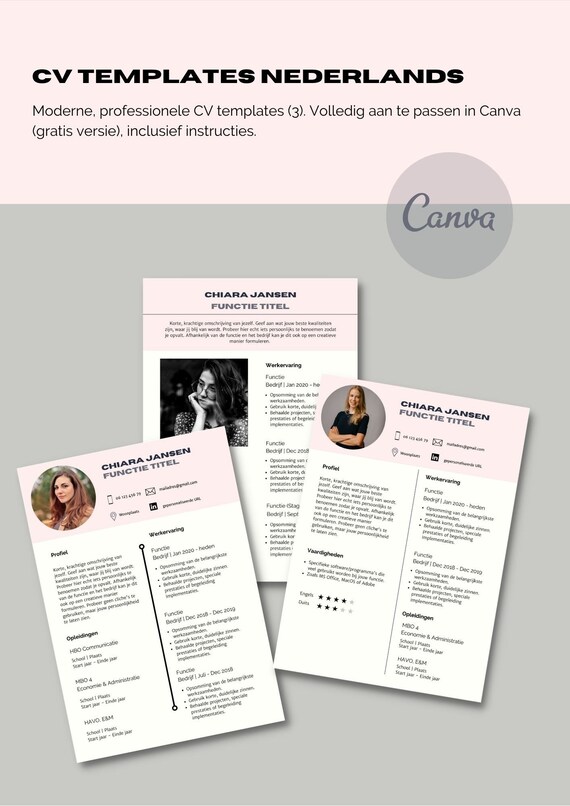 Modern & Professioneel CV Template Cv Nederlands - Etsy
