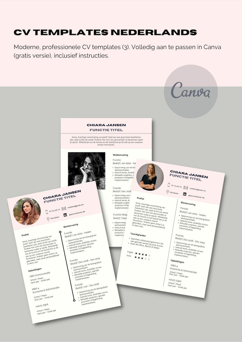 Modern & Professioneel CV Template Cv Nederlands - Etsy