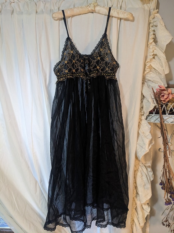 Vintage Black And Gold Nightgown Gem