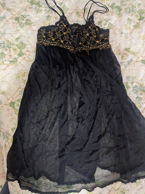 Vintage Black And Gold Nightgown Gem