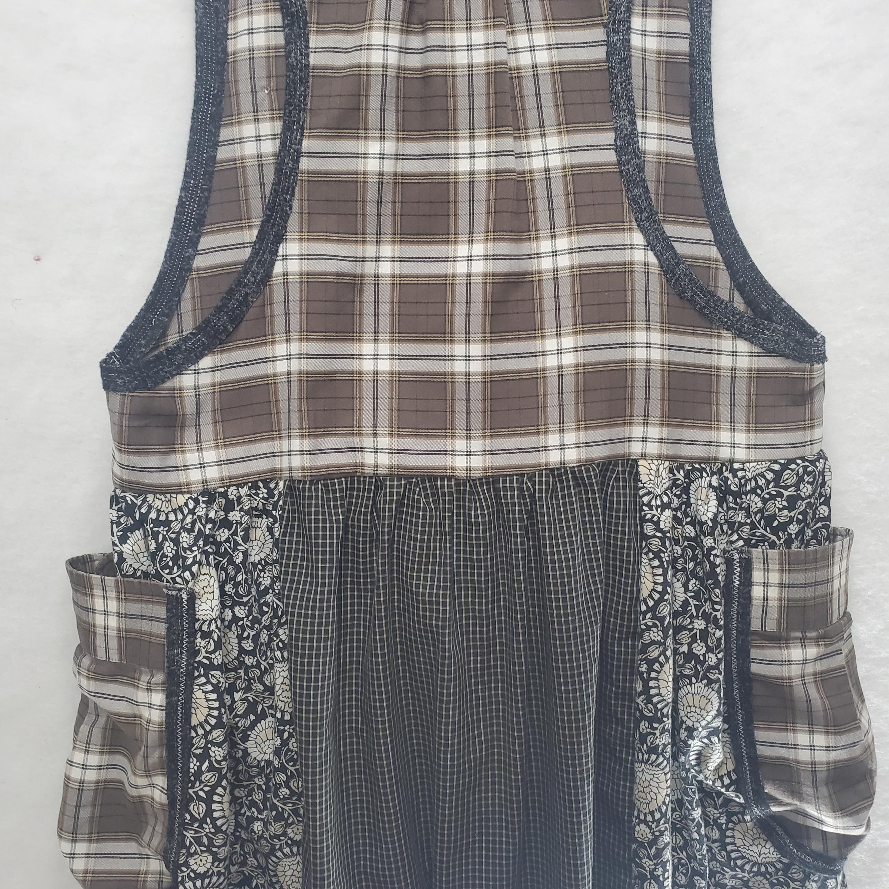 M-XL Plaid Pinafore Dress Button Front Country Farmgirl Cozy Soft ...
