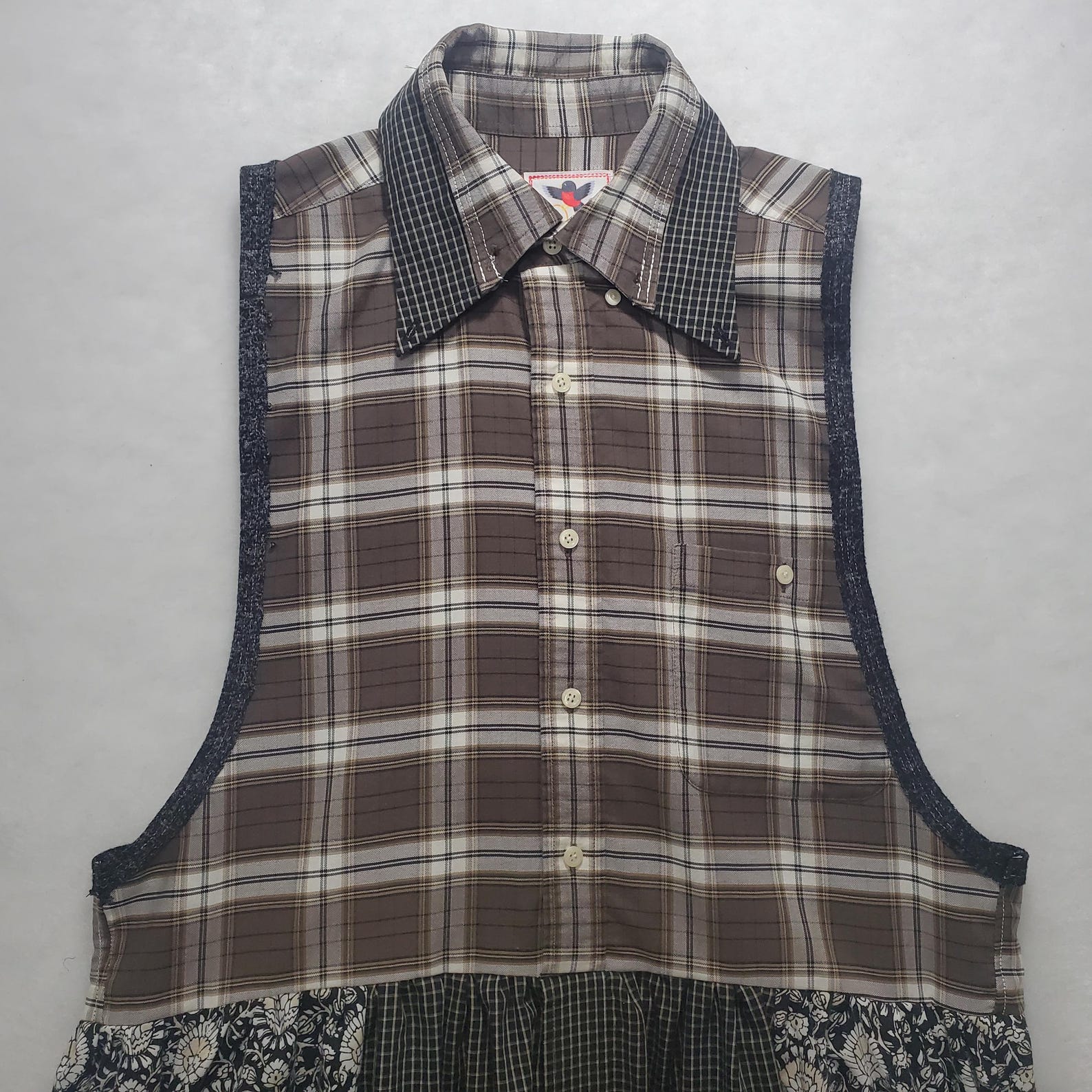 M-XL Plaid Pinafore Dress Button Front Country Farmgirl Cozy Soft ...