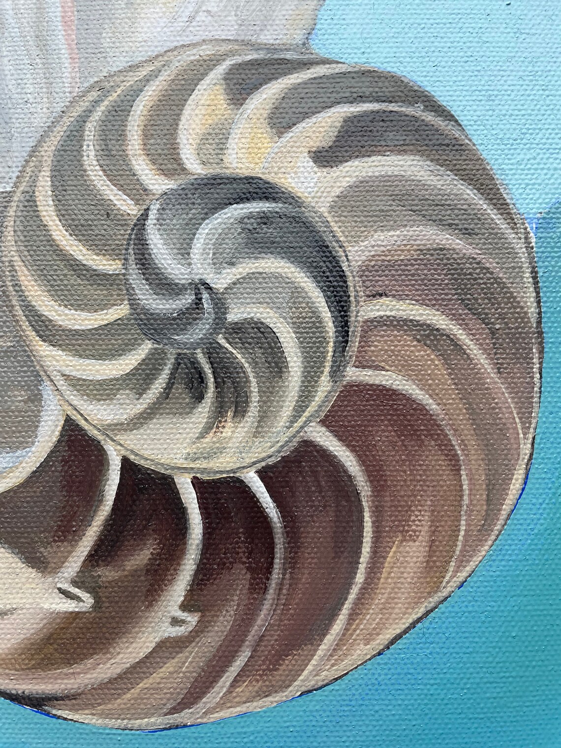 Original Painting on Canvas. Ocean, Summer, Nautilus Shell, Seashell ...