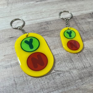 Bluey Inspired Yes/no Button Acrylic Keychain - Etsy