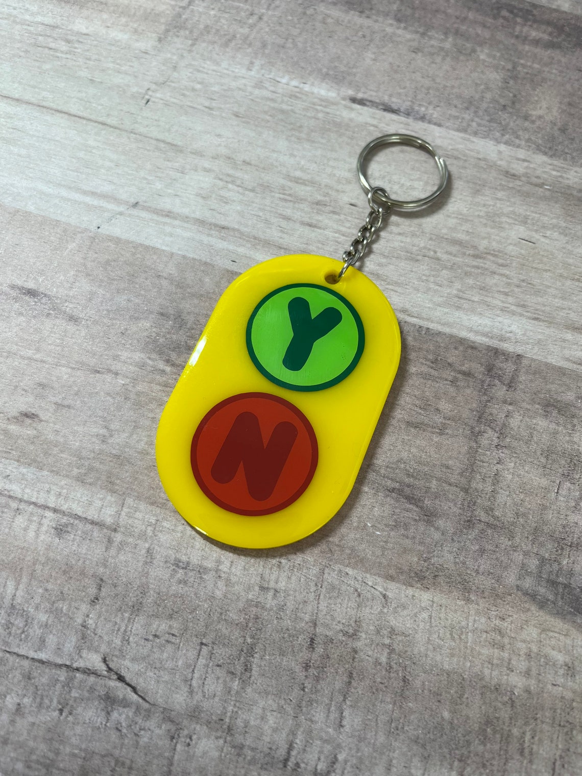 Bluey Inspired Yes/no Button Acrylic Keychain - Etsy