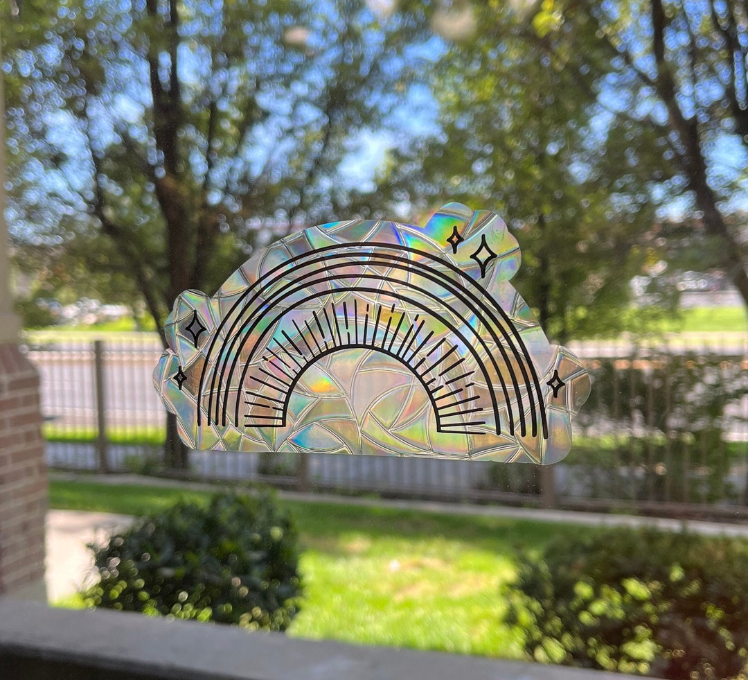 Boho Rainbow Suncatcher | Static Cling Window Decal | Colorful Bohemian ...