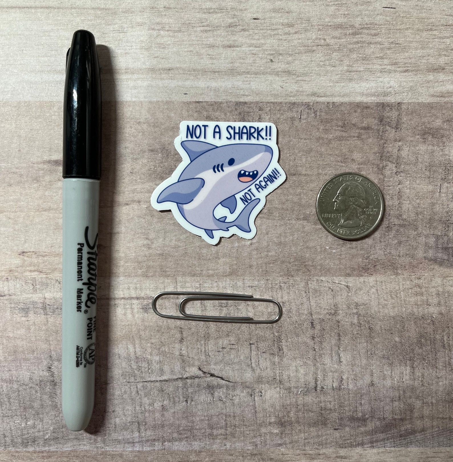 Not a Shark! Not Again! Vinyl Sticker | Funny Shark Image Decal ...