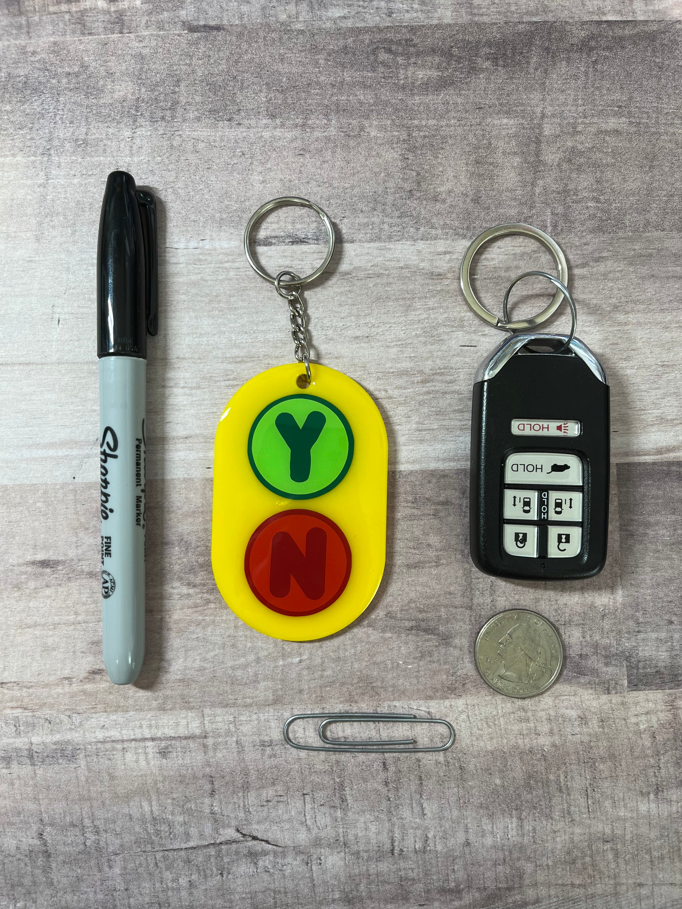 Bluey Inspired Yes/no Button Acrylic Keychain - Etsy