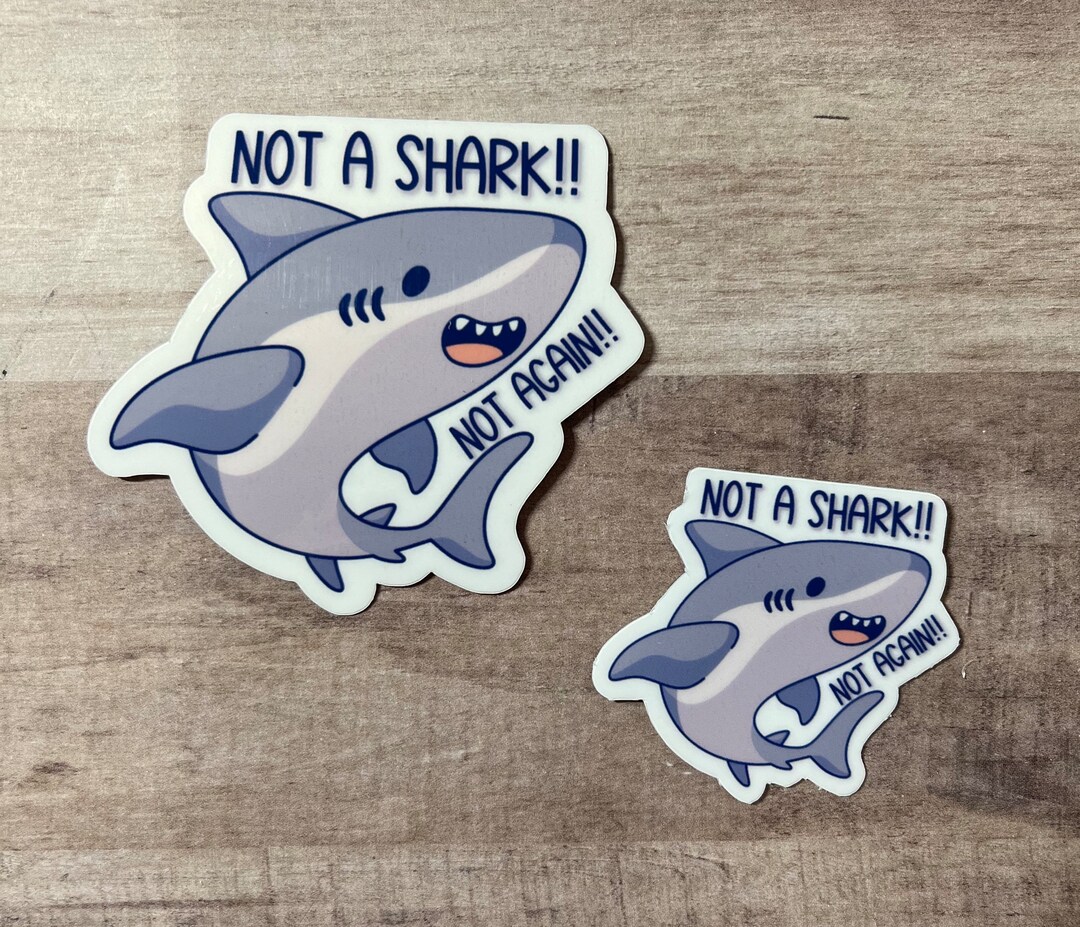 Not a Shark! Not Again! Vinyl Sticker | Funny Shark Image Decal ...